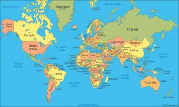Latest world map and map of 6 continents 2026