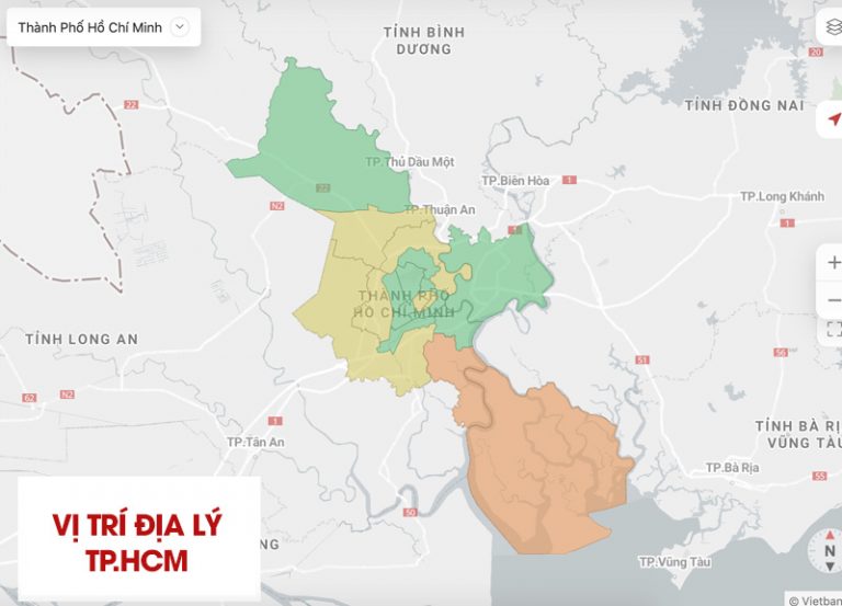 Administrative map of Ho Chi Minh City and 22 districts [Latest]